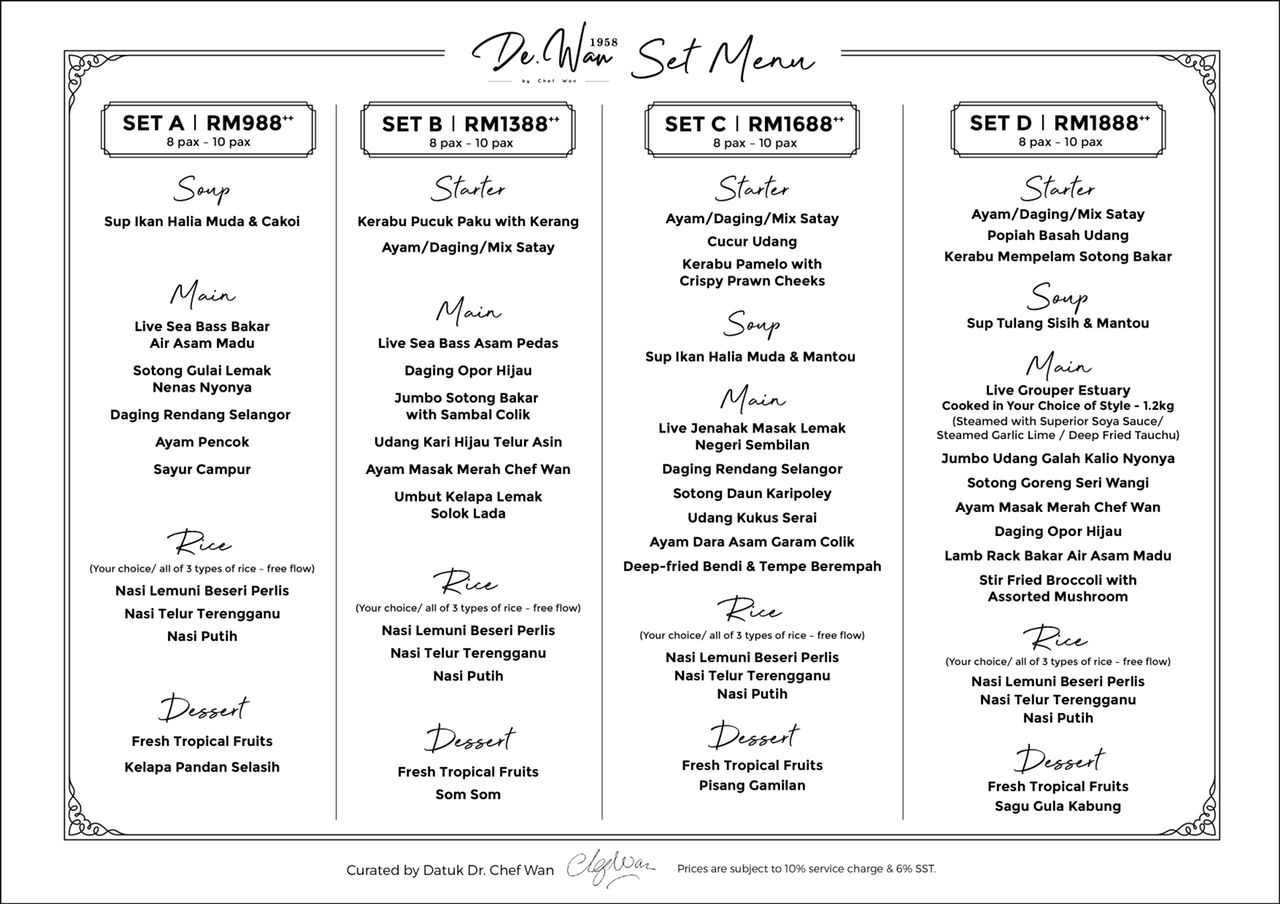 De.Wan 1958 by Chef Wan - Bangi Resort Hotel